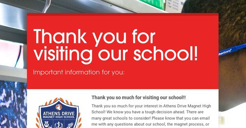 Thank you for visiting our school! | Smore Newsletters for Education