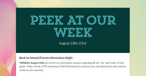 Peek At Our Week | Smore Newsletters