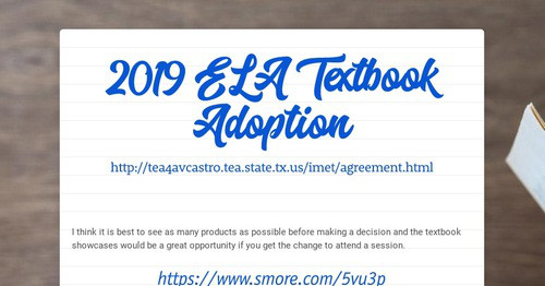 2019 ELA Textbook Adoption | Smore Newsletters for Education