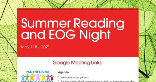 Summer Reading and EOG Night | Smore Newsletters