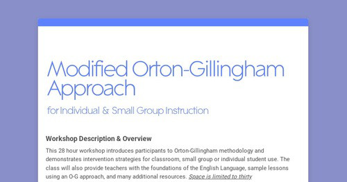 Modified Orton-Gillingham Approach | Smore Newsletters