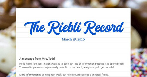 The Riebli Record | Smore Newsletters for Education