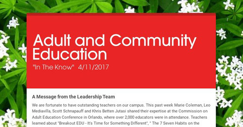 Adult and Community Education | Smore Newsletters for Education
