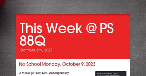 This Week @ PS 88Q | Smore Newsletters for Education