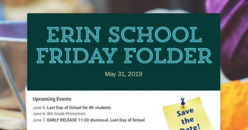 Erin School Friday Folder | Smore Newsletters for Education