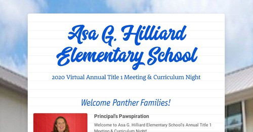 Asa G. Hilliard Elementary School | Smore Newsletters