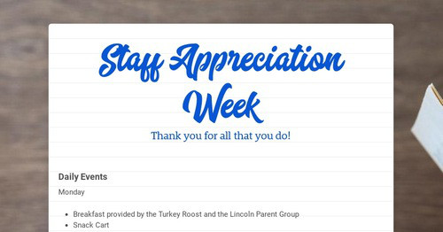 Staff Appreciation Week | Smore Newsletters