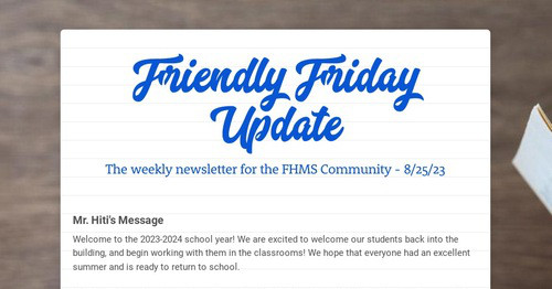 Friendly Friday Update | Smore Newsletters for Education