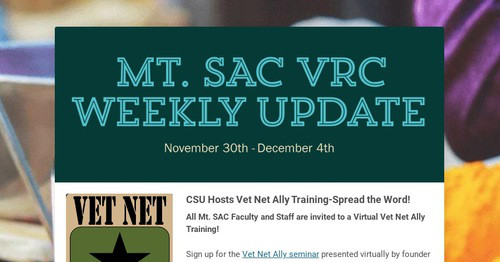 Mt. SAC VRC Weekly Update | Smore Newsletters