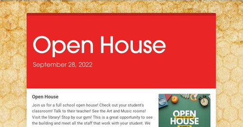 Open House | Smore Newsletters