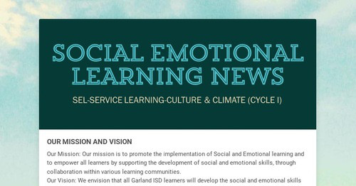 SOCIAL EMOTIONAL LEARNING NEWS | Smore Newsletters