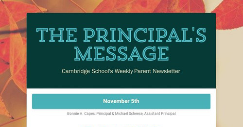 The Principal's Message | Smore Newsletters