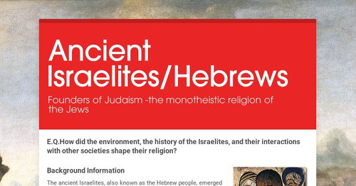 Ancient Israelites/Hebrews | Smore Newsletters for Education