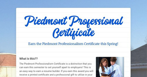 Piedmont Professional Certificate | Smore Newsletters