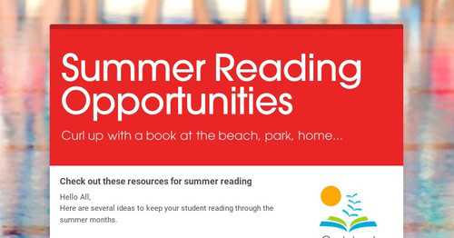 Summer Reading Opportunities | Smore Newsletters for Education
