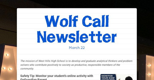 Wolf Call Newsletter | Smore Newsletters for Education
