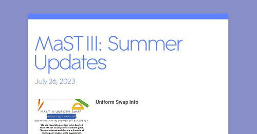 MaST III: Summer Updates | Smore Newsletters
