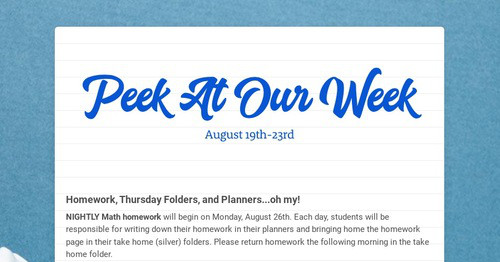 Peek At Our Week | Smore Newsletters