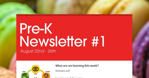 Pre-K Newsletter #1 | Smore Newsletters for Education