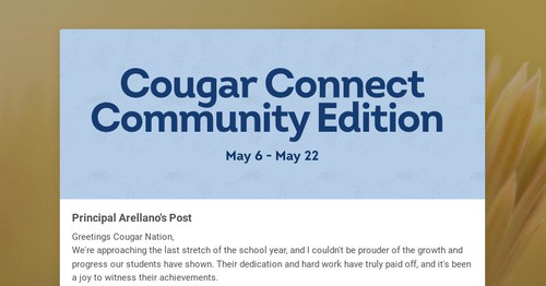 Cougar Connect Community Edition | Smore Newsletters for Education