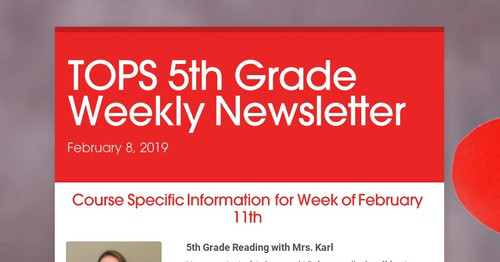 TOPS 5th Grade Weekly Newsletter | Smore Newsletters
