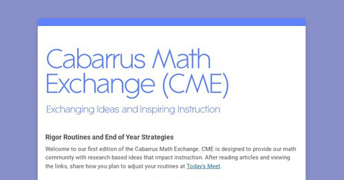 Cabarrus Math Exchange (CME) | Smore Newsletters