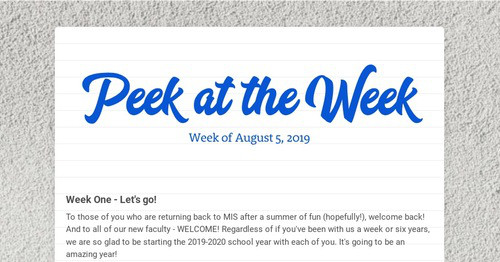 Peek at the Week | Smore Newsletters