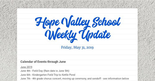 Hope Valley School Weekly Update | Smore Newsletters