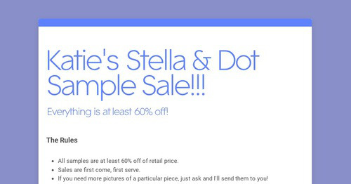 Katie's Stella & Dot Sample Sale!!! | Smore Newsletters
