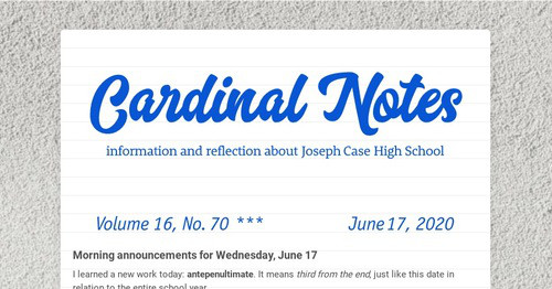 Cardinal Notes | Smore Newsletters