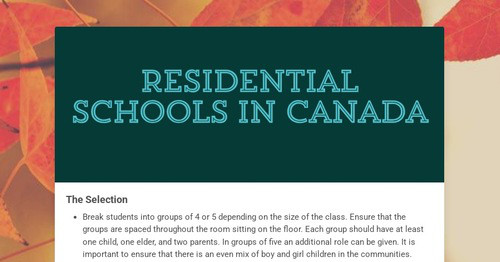 Residential Schools in Canada