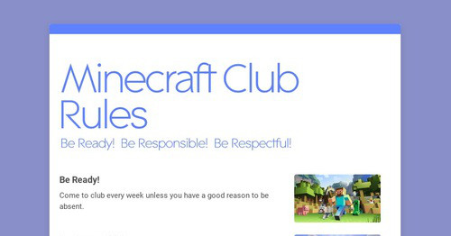 Minecraft Club Rules | Smore Newsletters