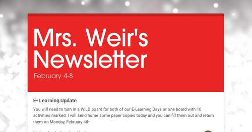 Mrs. Weir's Newsletter | Smore Newsletters