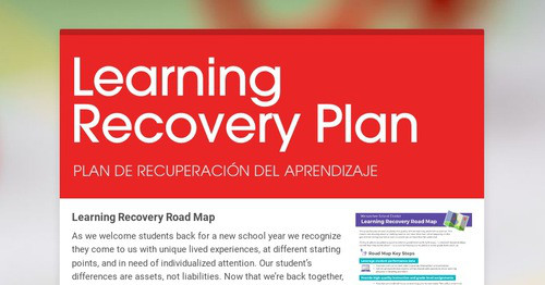 Learning Recovery Plan | Smore Newsletters