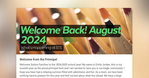 Welcome Back! August 2024 | Smore Newsletters