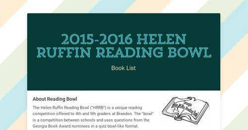 2015-2016 Helen Ruffin Reading Bowl | Smore Newsletters