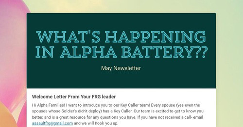 What's Happening in Alpha Battery?? | Smore Newsletters