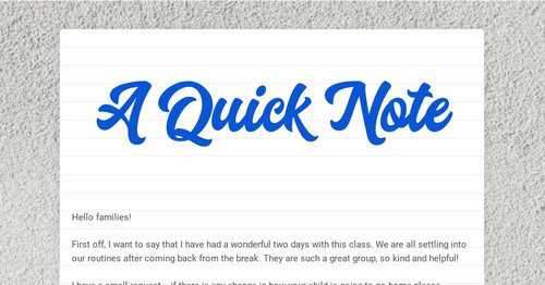 A Quick Note | Smore Newsletters