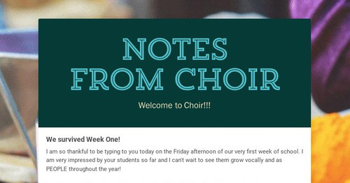 Notes from Choir | Smore Newsletters for Business
