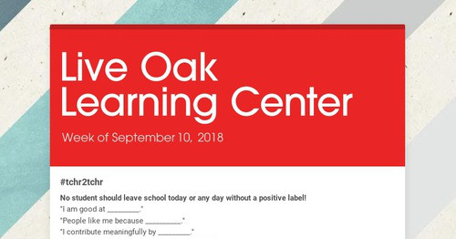 Live Oak Learning Center | Smore Newsletters