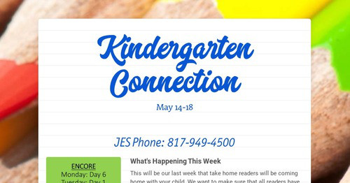Kindergarten Connection | Smore Newsletters for Education