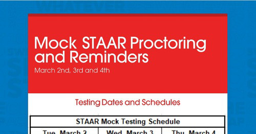 Mock STAAR Proctoring and Reminders | Smore Newsletters