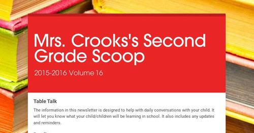 Mrs. Crooks's Second Grade Scoop | Smore Newsletters