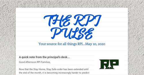 THE RPI PULSE | Smore Newsletters for Education