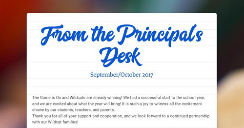 From the Principal's Desk | Smore Newsletters for Education