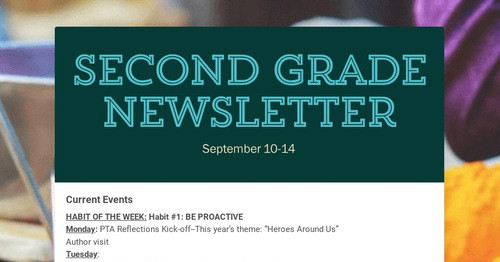 Second Grade Newsletter | Smore Newsletters