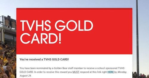 TVHS GOLD CARD! | Smore Newsletters for Business
