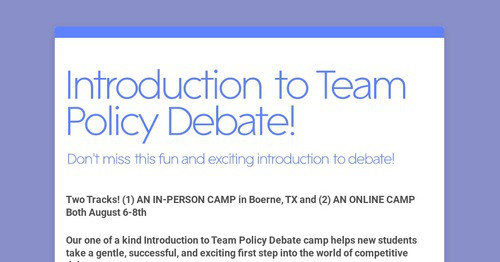 Introduction to Team Policy Debate! | Smore Newsletters