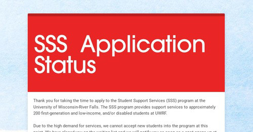 SSS Application Status