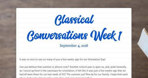 Classical Conversations Week 1 | Smore Newsletters